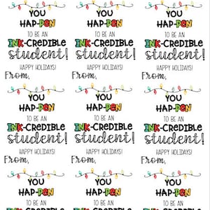 Ink-credible HOLIDAY Student Gift Tags Christmas - Etsy