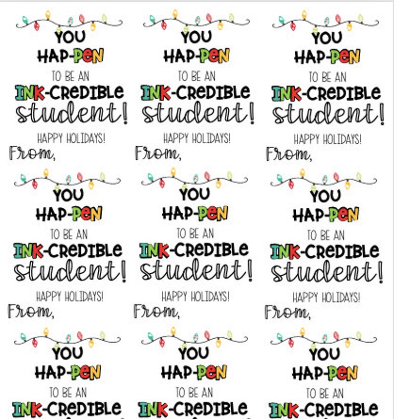 Ink-credible HOLIDAY Student Gift Tags Christmas - Etsy