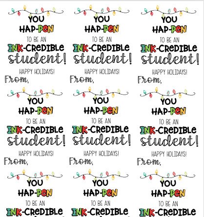 Ink-credible HOLIDAY Student Gift Tags Christmas - Etsy