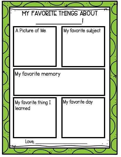 Favorite Things About My Grade: Student Fill In! End of Year/ Teacher ...