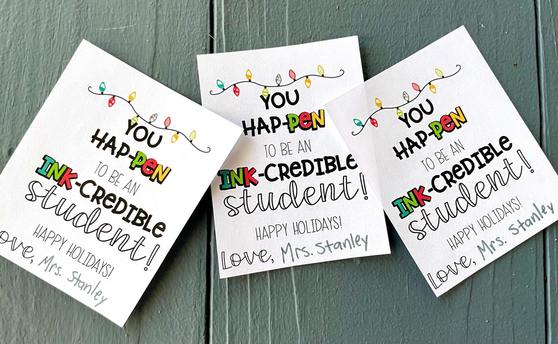 Ink-credible HOLIDAY Student Gift Tags Christmas - Etsy