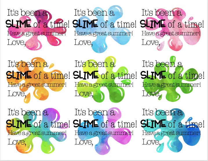 Slime End of Year Gift Tag for Class (printable) (instant Download) - Etsy