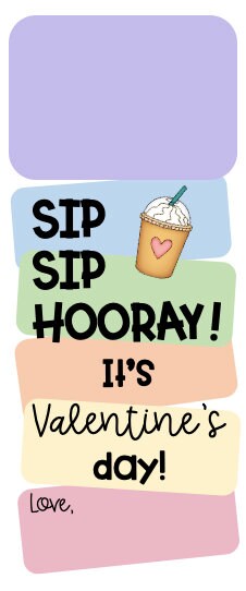 Valentine's Day *SIP SIP HOORAY* Coffee Treat Gift Tag (gift Card Tag ...