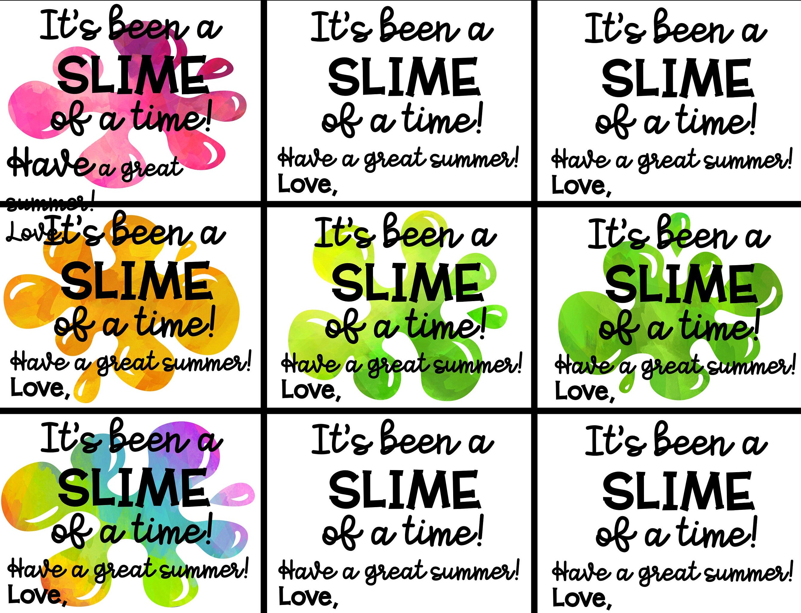 Slime End of Year Gift Tag for Class (printable) (instant Download) - Etsy