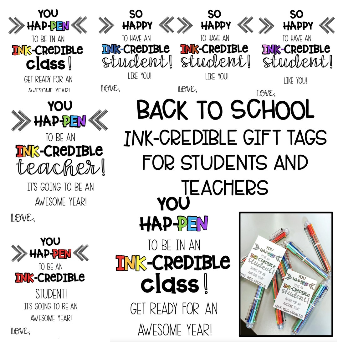 Ink-credible Student/teacher Gift Tags BACK to SCHOOL Pen Gift Tag - Etsy