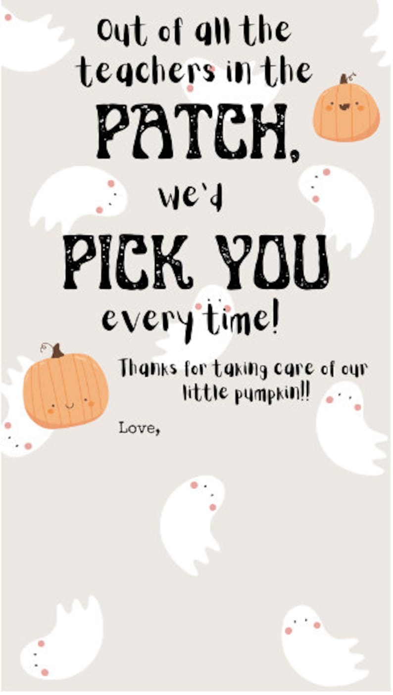 Pumpkin Patch Teacher Halloween, Fall, October Gift Tag- Gift Card ...