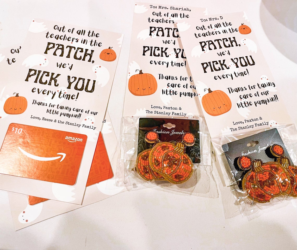 Pumpkin Patch Teacher Halloween, Fall, October Gift Tag- Gift Card ...