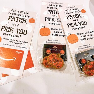 Pumpkin Patch Teacher Halloween, Fall, October Gift Tag- Gift Card ...