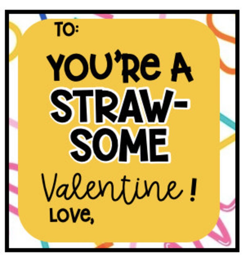 Straw-some Valentine's Cards for Crazy, Twisty Straws - Etsy