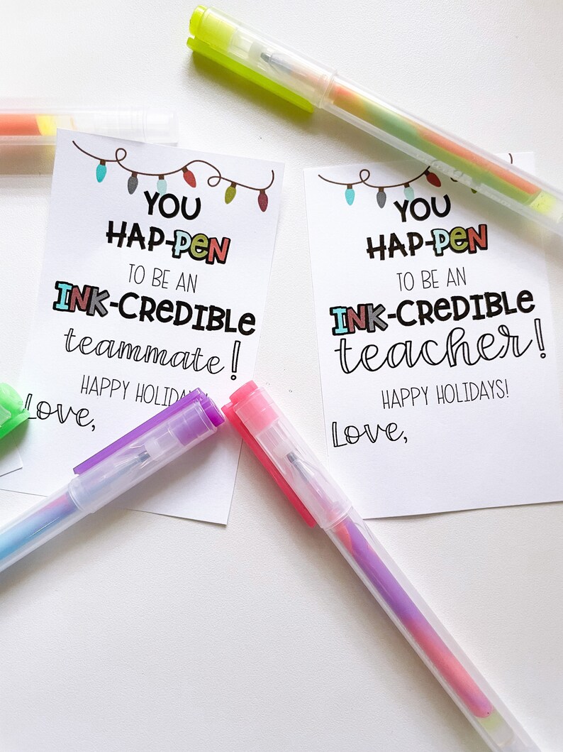 Ink-credible Teacher HOLIDAY Pen Gift Tag (for Teacher, Teammate, or ...
