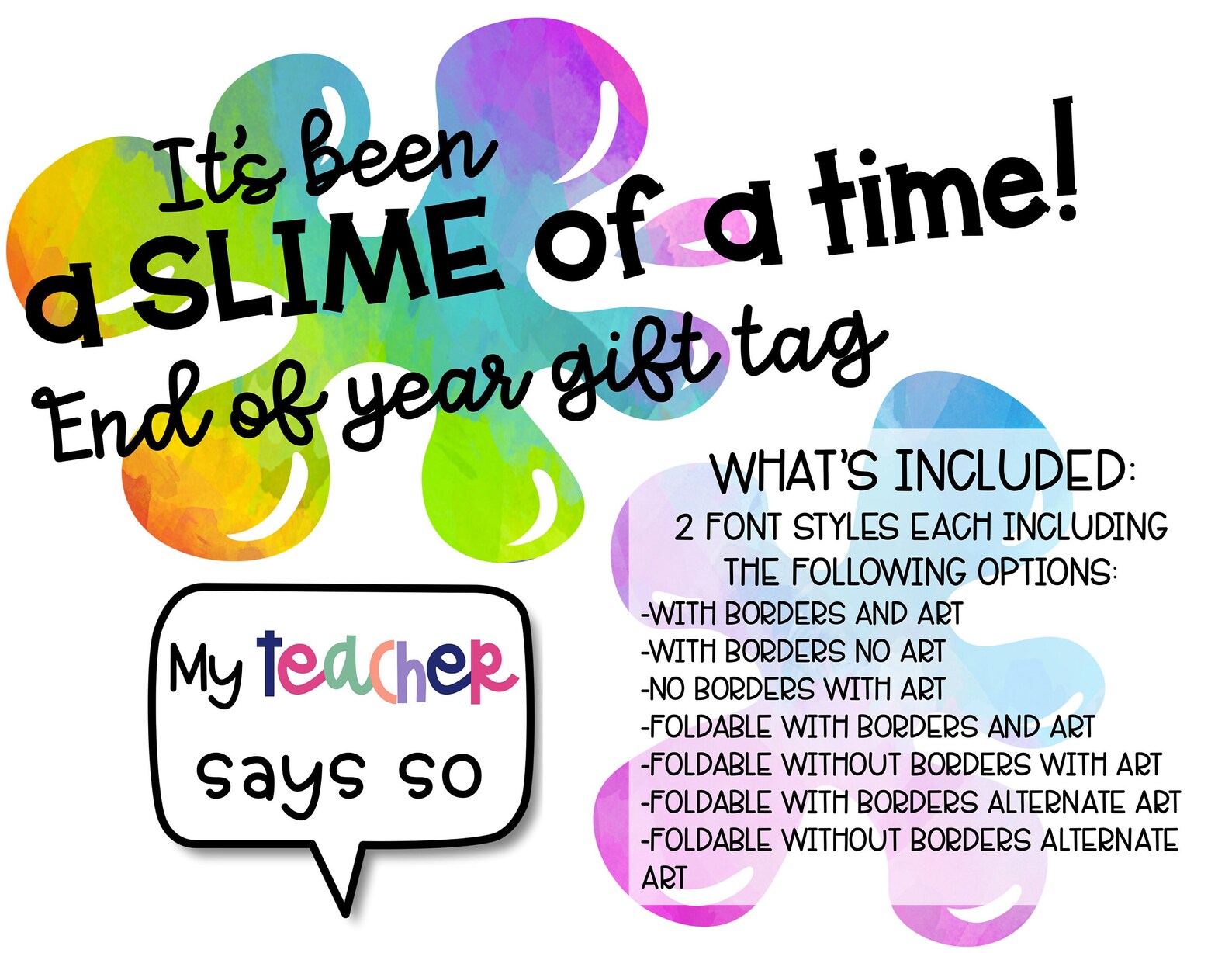 Slime End of Year Gift Tag for Class (printable) (instant Download) - Etsy