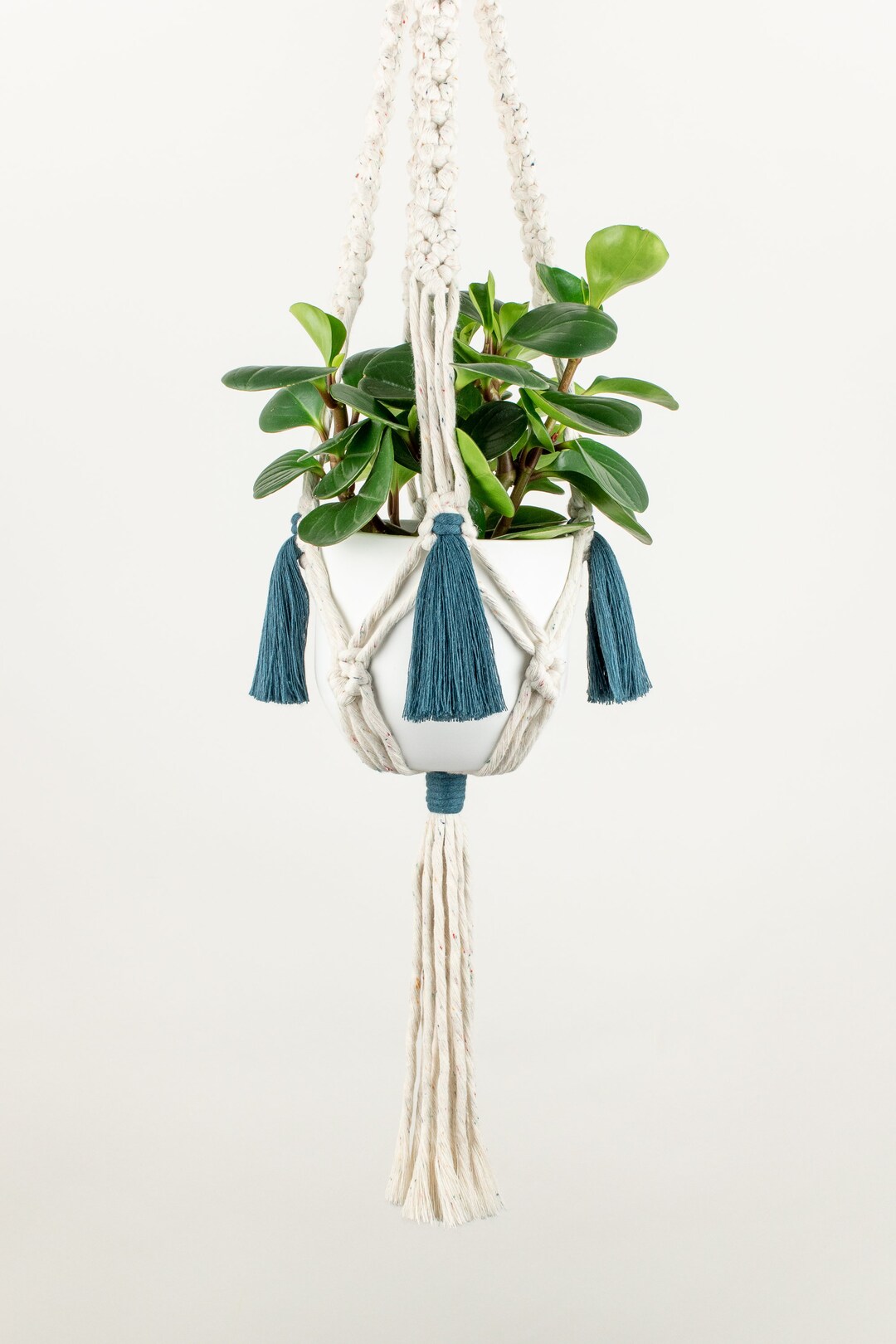 Macrame Plant Hanger TARA With Tassels, Recycled Cotton - Etsy
