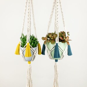 Macrame Plant Hanger TARA With Tassels, Recycled Cotton - Etsy
