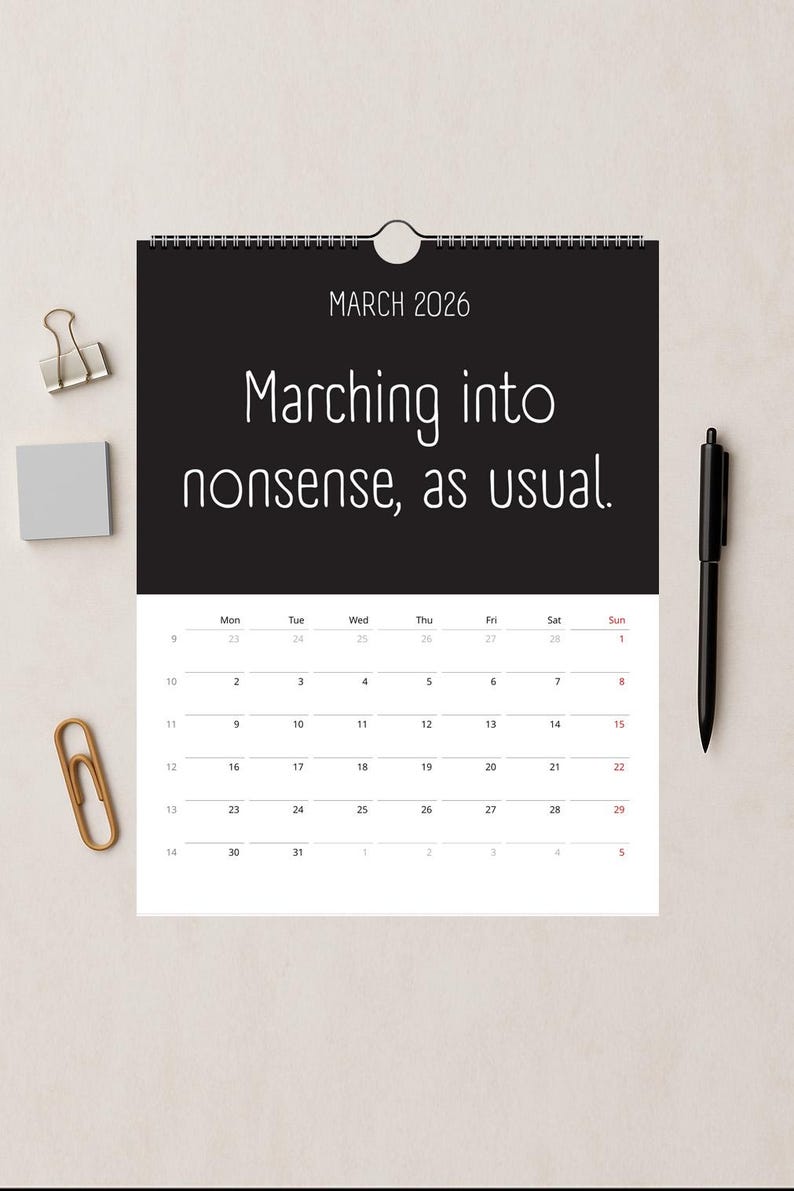 Snarky Minimalist 2026 Wall Calendar | Black & White | Deadpan Humor ...