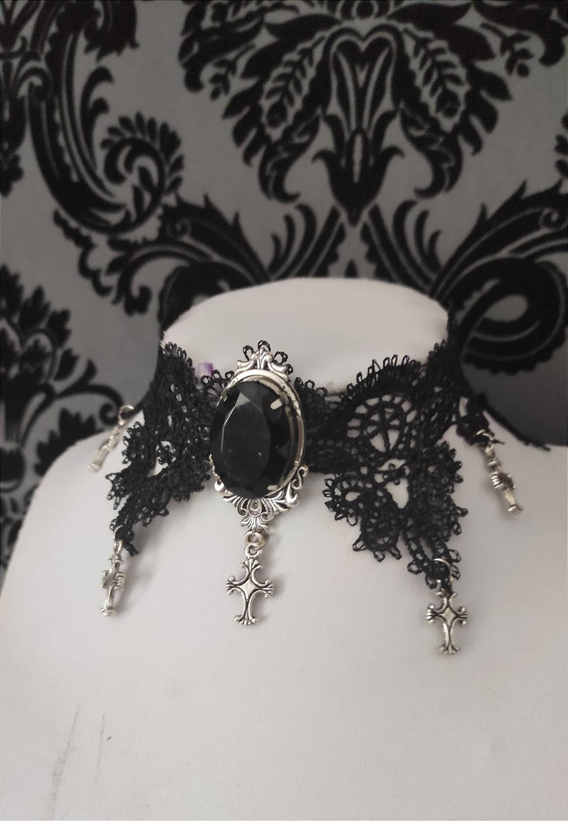 Black Lace Gothic Cross Choker/gothic Choker/vampire Choker/black ...