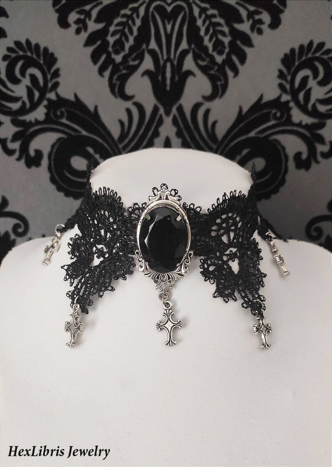 Black Lace Gothic Cross Choker/gothic Choker/vampire Choker/black ...