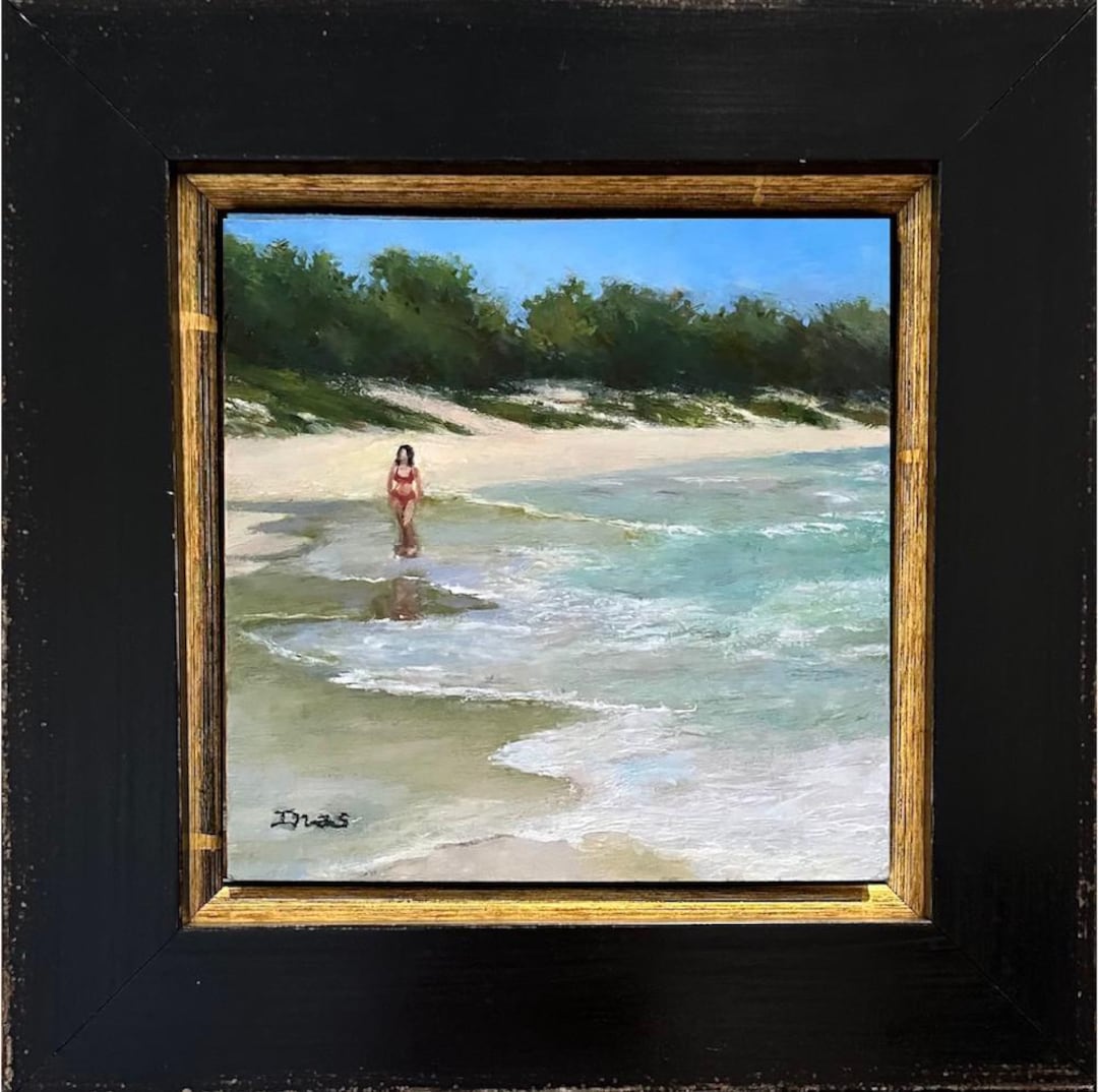 Bermuda Beach Oil Painting: Horseshoe Bay, Framed Seascape Art (6x6) - Etsy