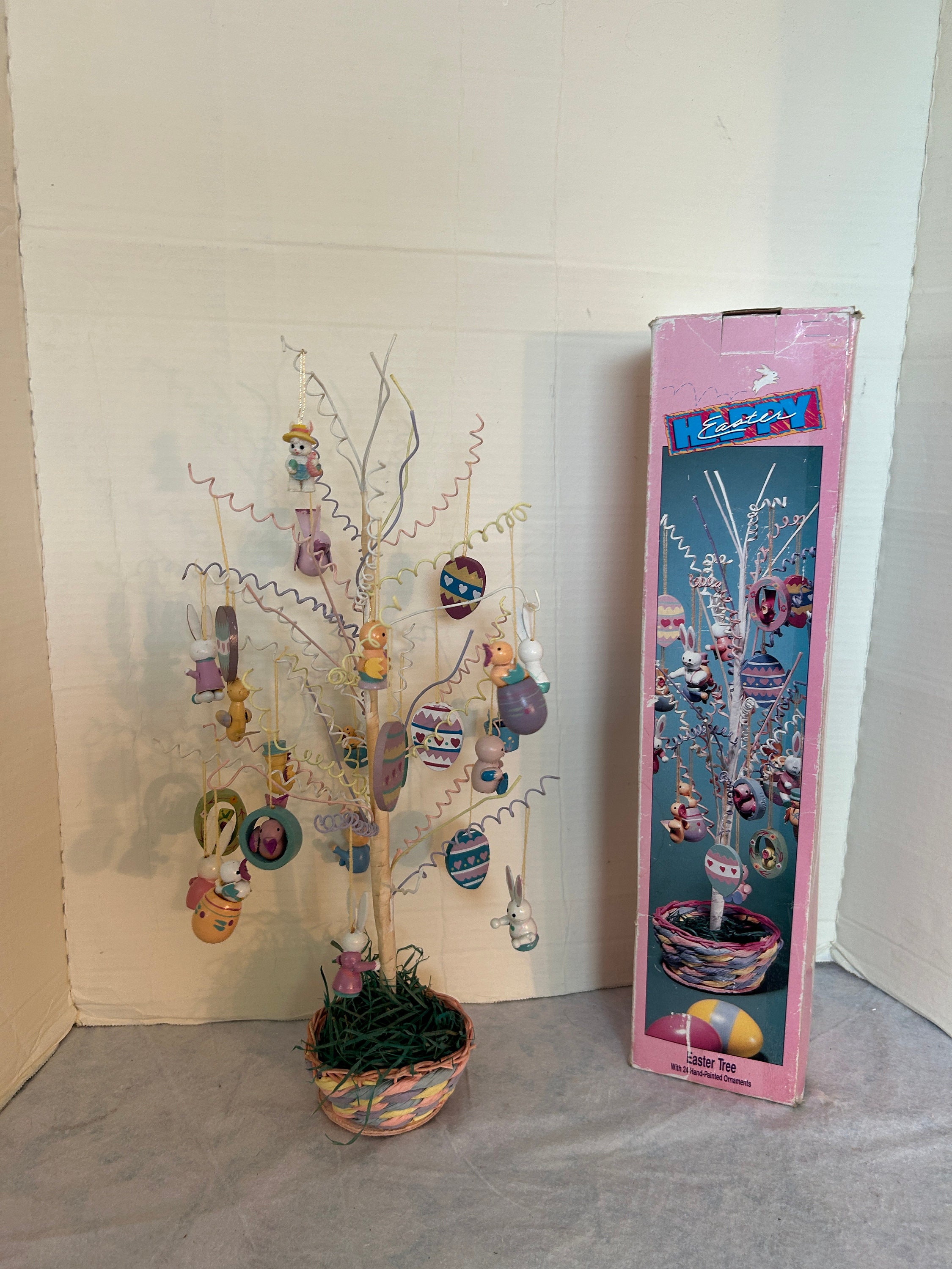 Vintage 18 Easter Tree With 30 Handmade Wooden Ornaments - Etsy