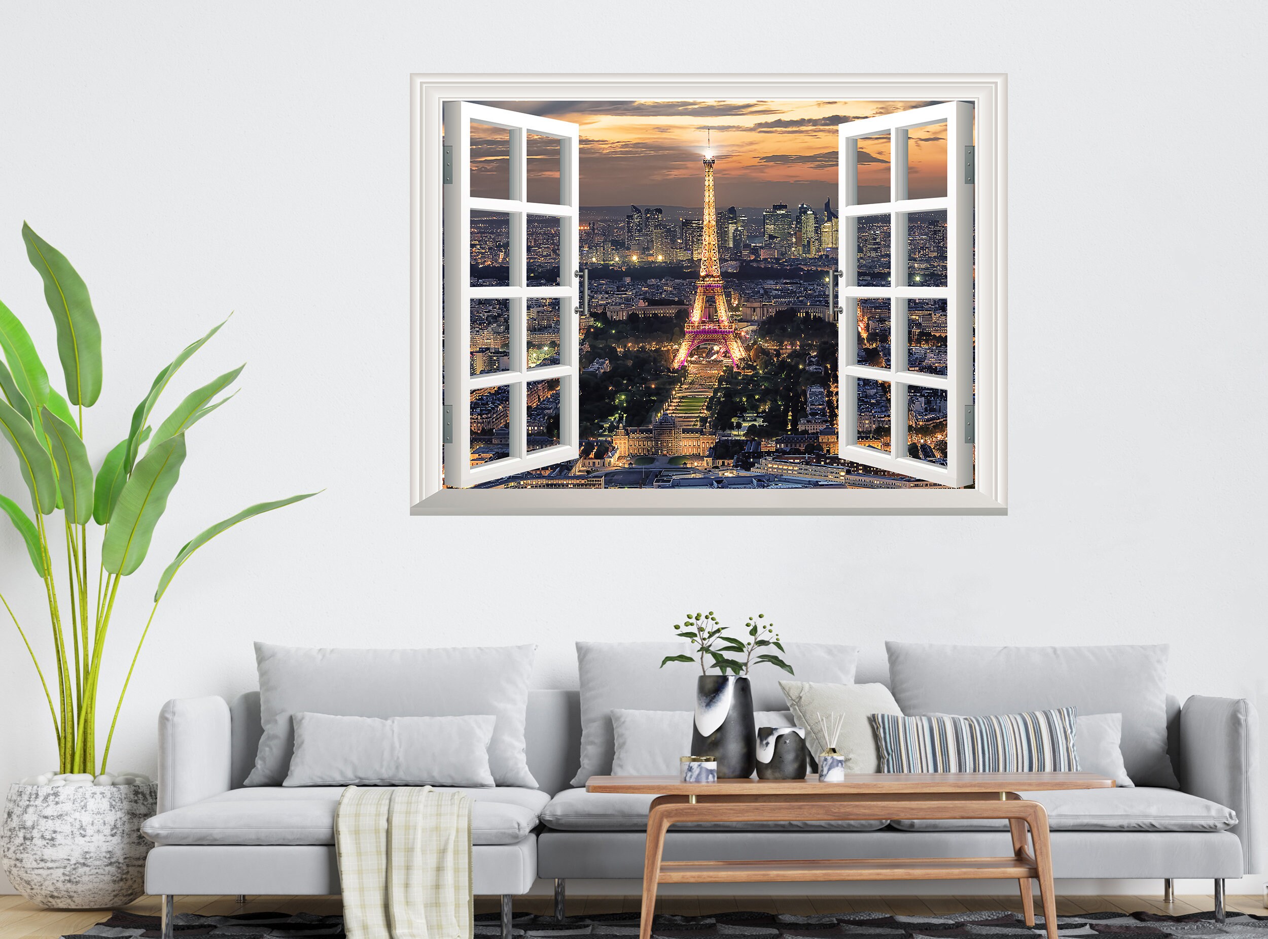 Paris Decor Paris Wall Sticker 3D Window Effect View Wall - Etsy