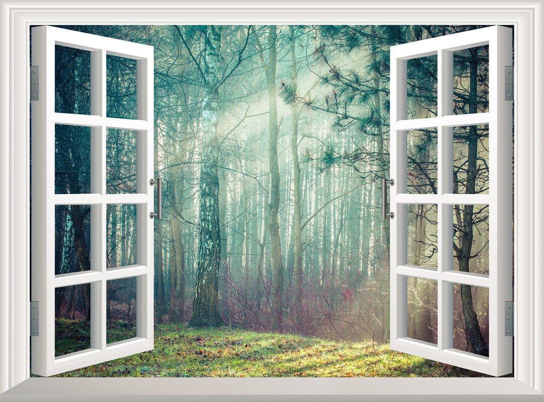 Misty Forest View Wall Sticker: 3D Window Effect Vinyl Decal - Etsy
