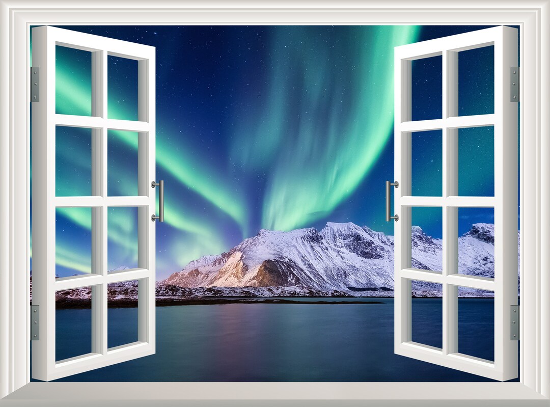Northern Lights Window View Wall Sticker: 3D Vinyl Art Decal - Etsy