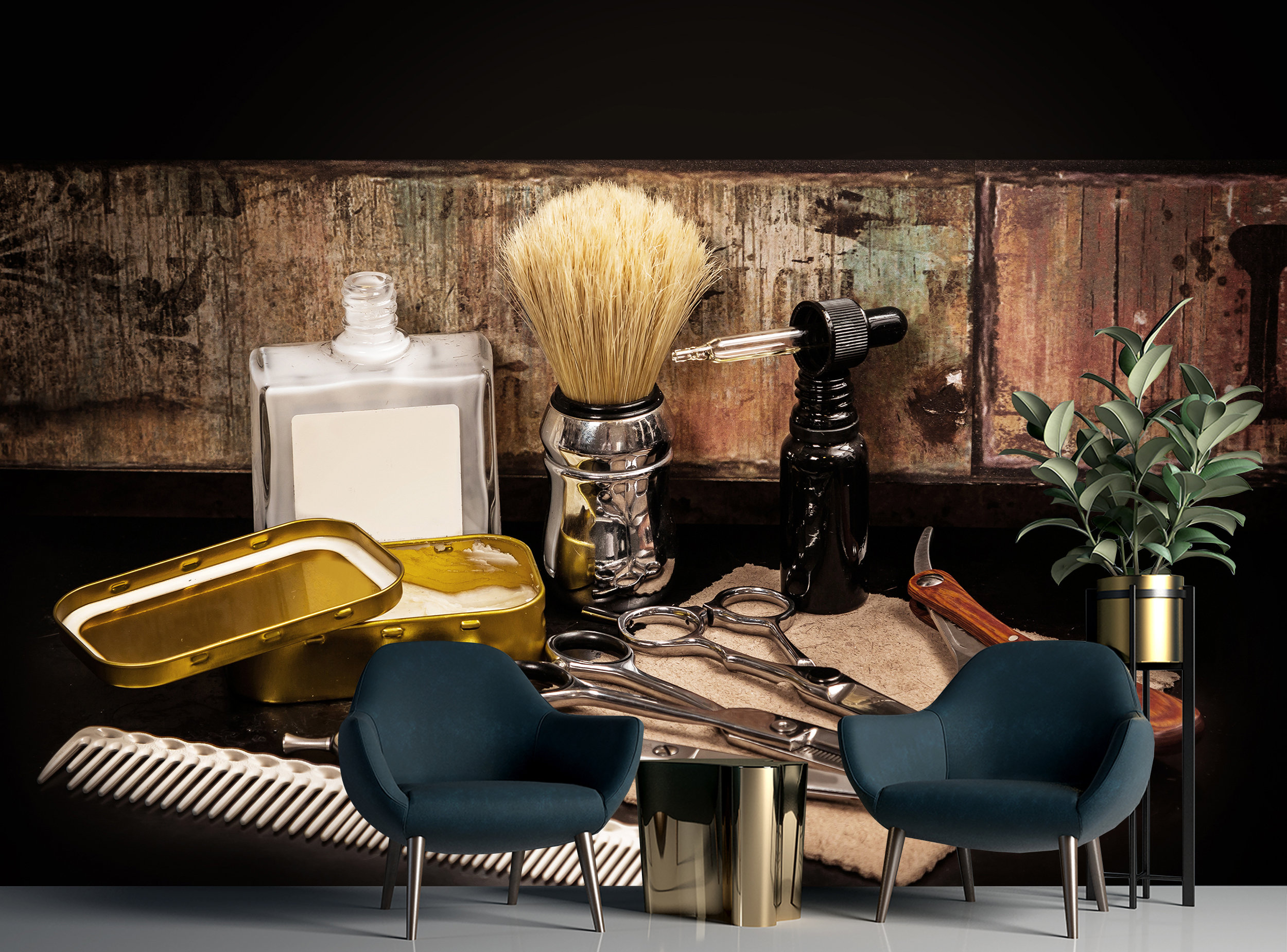 Barber Wallpaper Barber Shop Wall Mural Peel and Stick | Etsy