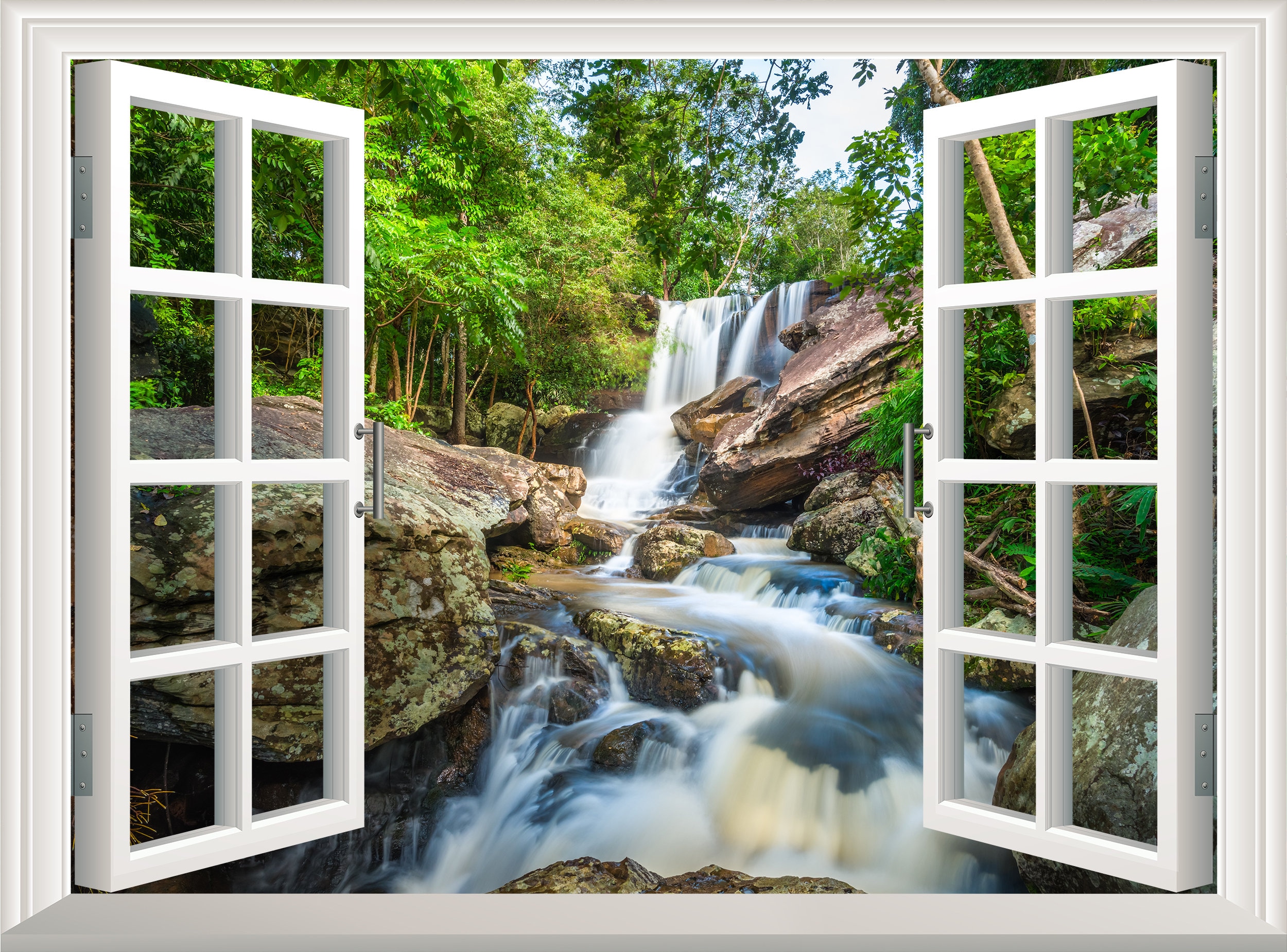 Waterfall Wall Decal Wall Sticker 3D Window Effect View Wall | Etsy