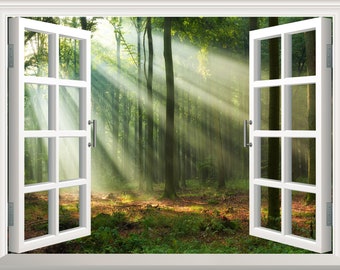 Beach Wall Sticker 3D Window Effect View Wall Decal Removable Vinyl Art ...