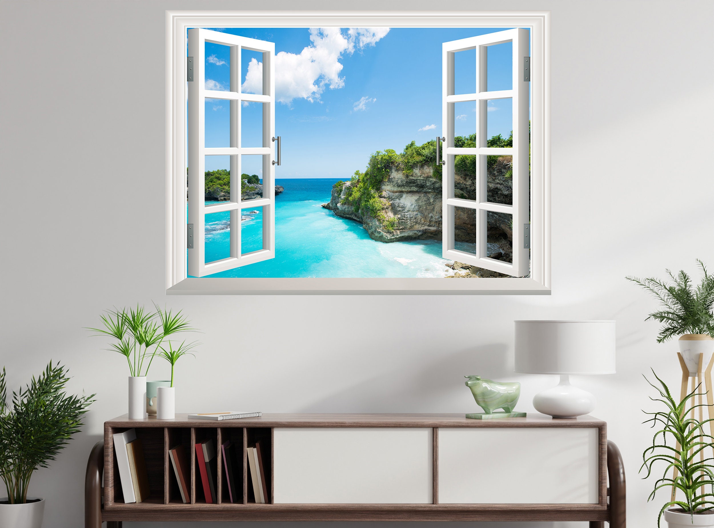 Beach Wall Sticker 3D Window Effect View Wall Decal Removable - Etsy