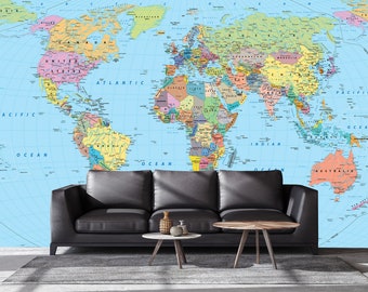 Peel and Stick Map Wallpaper - Etsy UK