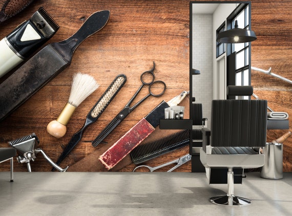 Barber Wallpaper Barber Shop Wall Mural Peel and Stick Photo - Etsy