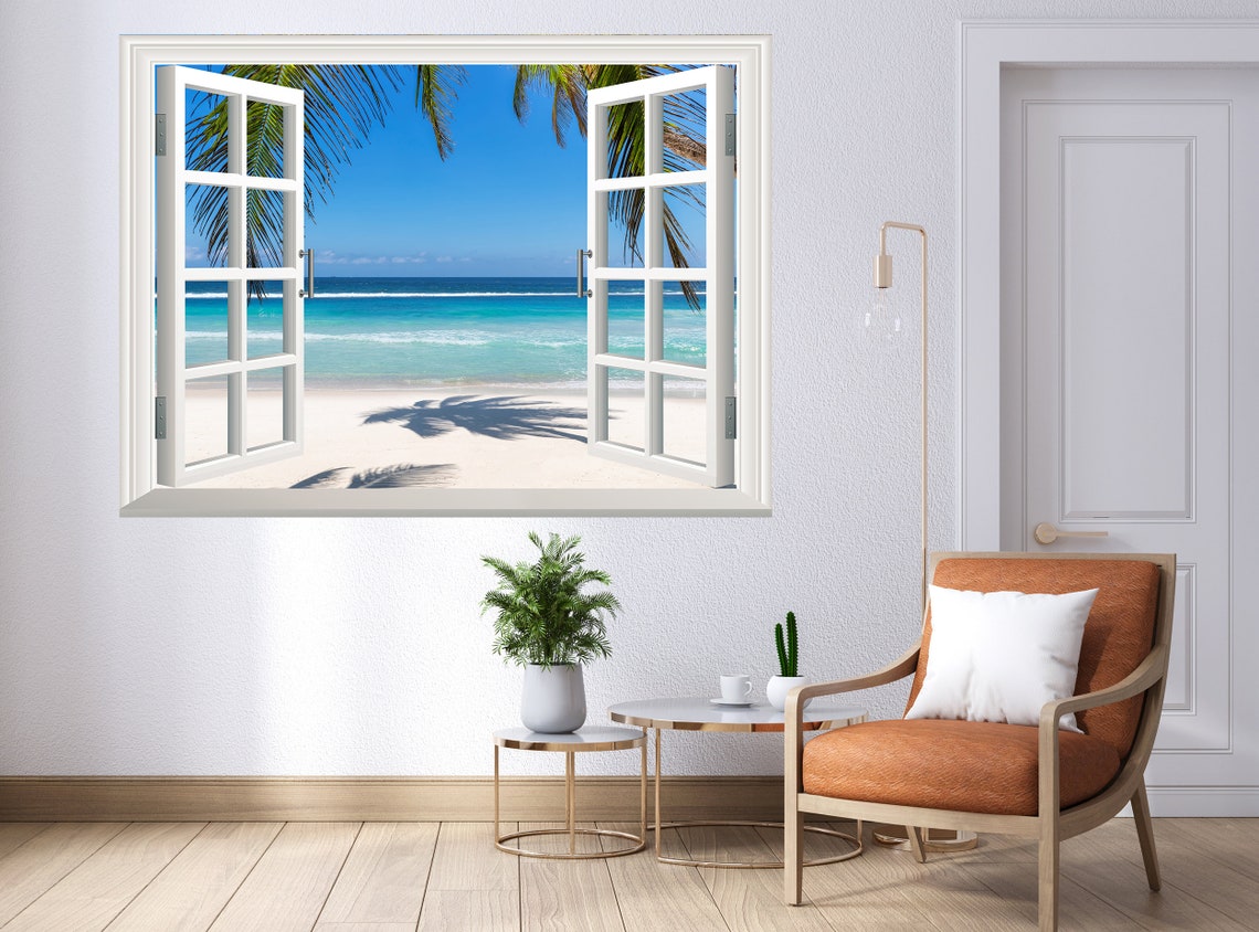 Beach Wall Sticker 3D Window Effect View Wall Decal Removable - Etsy