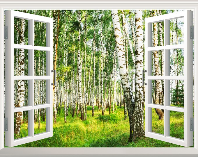 Forest Wall Decal, Trees Wall Sticker, Tree 3D Window Wall Art ...