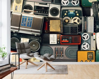 Peel and Stick Music Wallpaper Headphones Mural Wall - Etsy