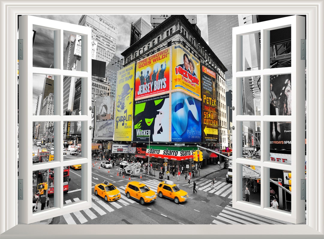 New York City Wall Sticker 3D Window Effect View Wall Decal Removable ...