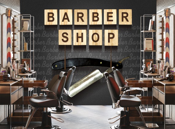 Barber Wallpaper Barber Shop Wall Mural Peel and Stick - Etsy