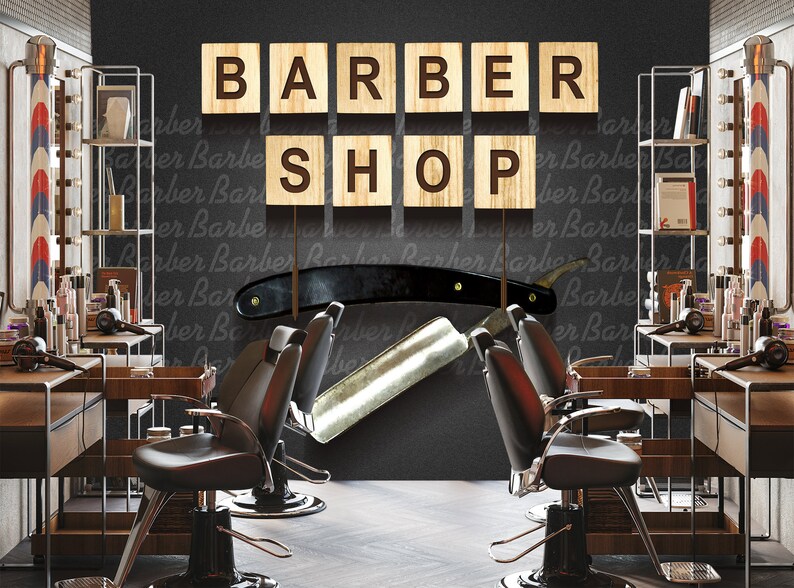 Barber Wallpaper Barber Shop Wall Mural Peel and Stick - Etsy