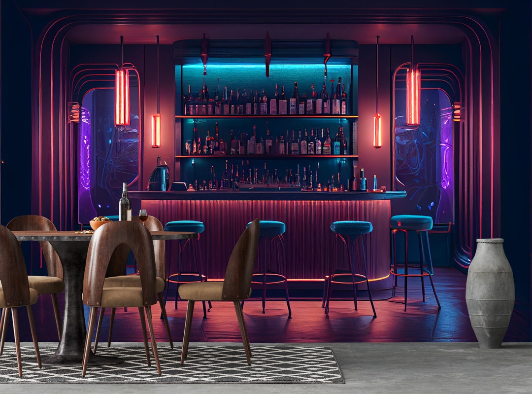 Beach Bar Wallpaper, Peel and Stick Self Adhesive Bottles Bar Wine ...