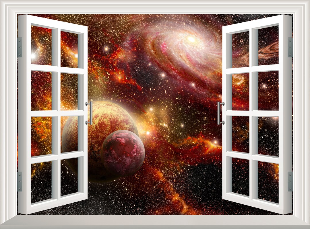 3D Space Window View Wall Sticker: Planets & Galaxy Vinyl Decal - Etsy