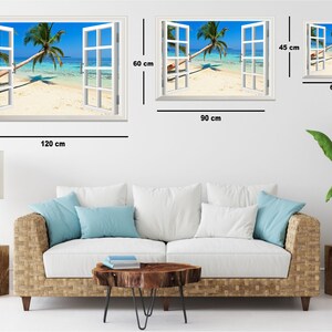 Beach Wall Sticker 3D Window Effect View Wall Decal Removable Vinyl Art ...