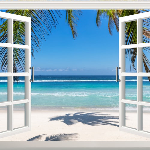 Sunset Beach Wall Decal Window Wall Mural Decor 3D Ocean - Etsy