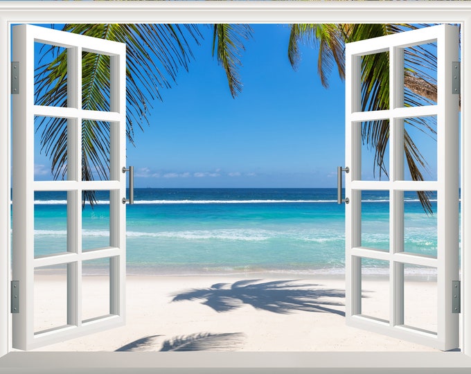 Summer Beach Scene Window Cling - Etsy