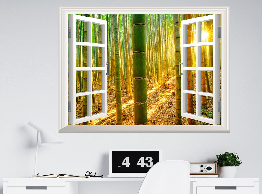 Bamboo Forest Window View Wall Decal: 3D Landscape Art - Etsy