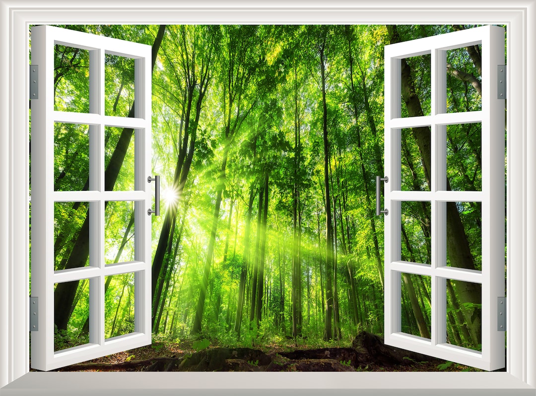 3D Forest Window View Wall Sticker: Self-adhesive Vinyl Mural - Etsy