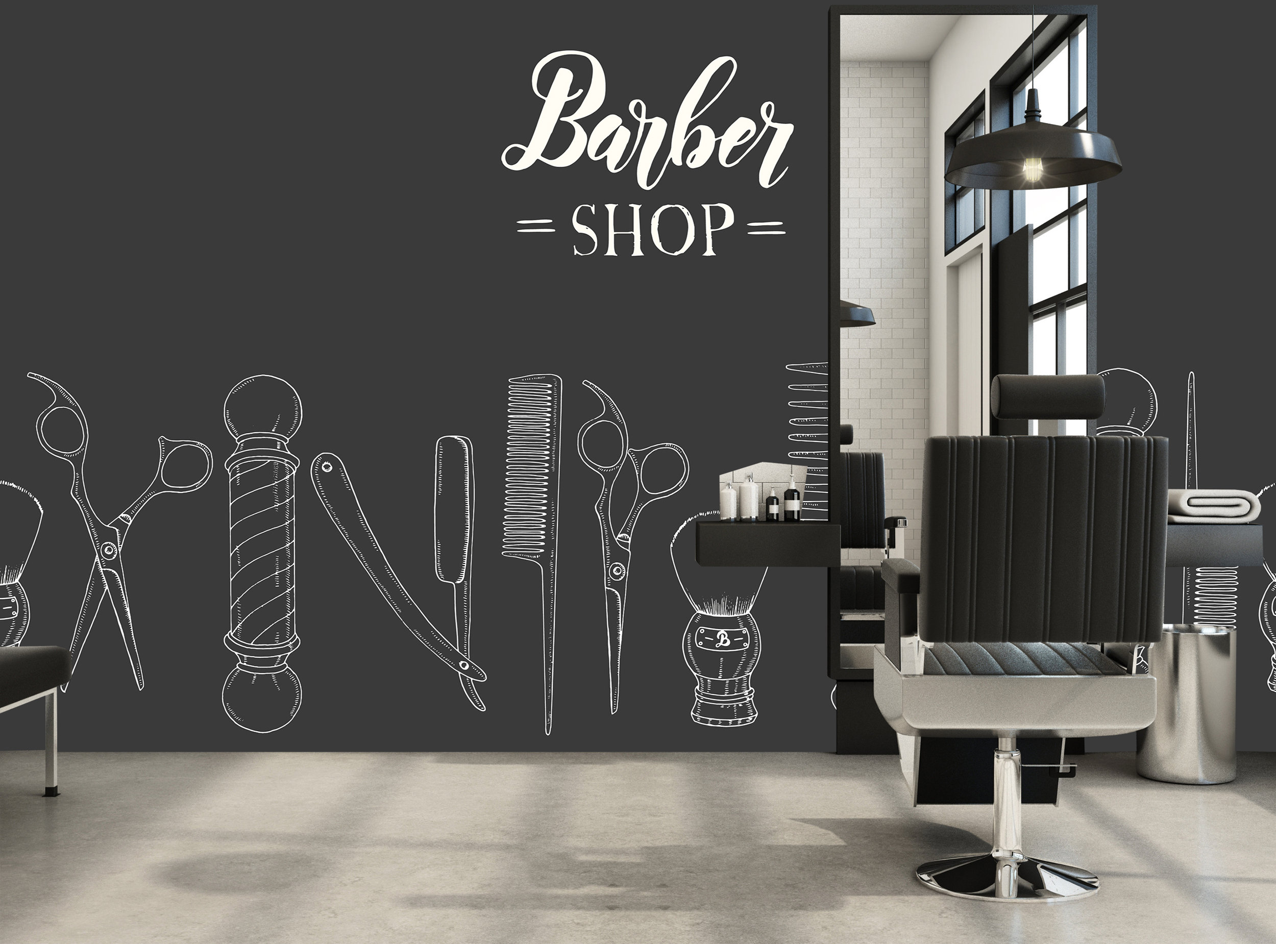 Barber Wallpaper Barber Shop Wall Mural Peel and Stick Vinyl - Etsy