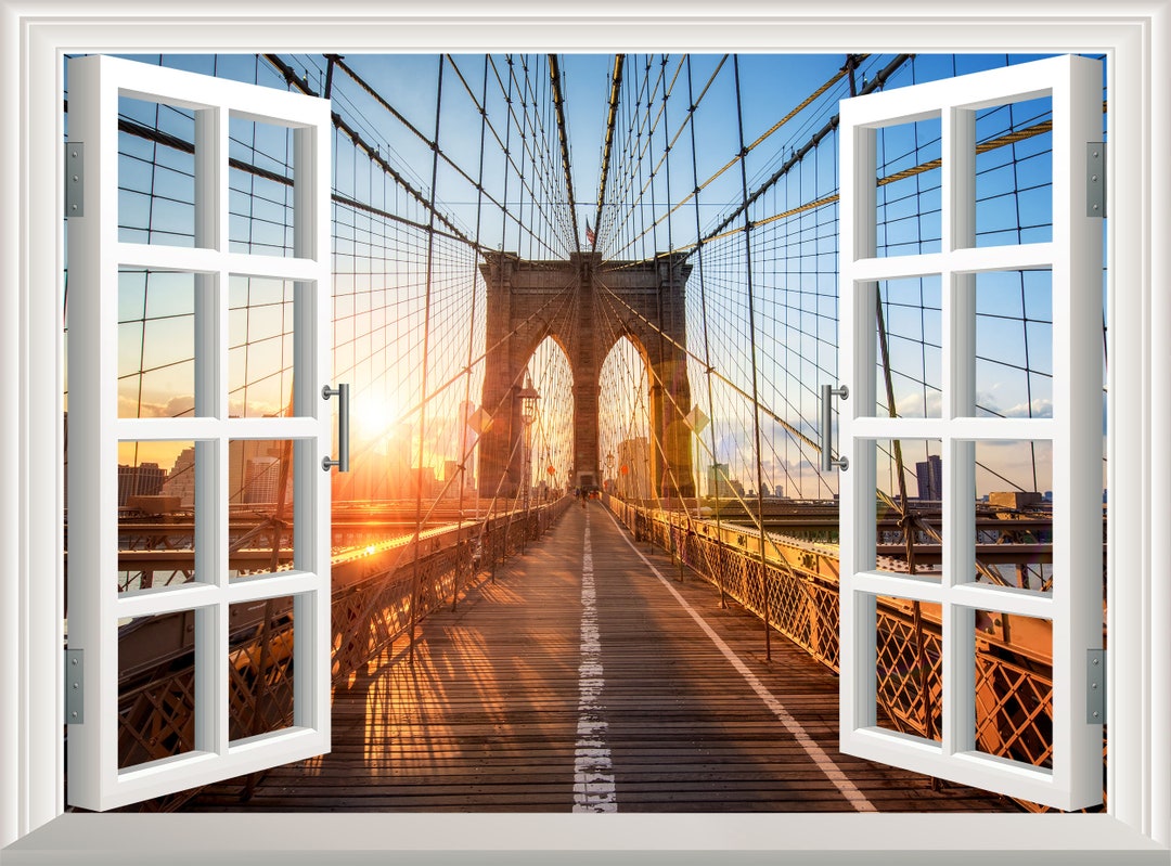 Brooklyn Bridge Wall Decal: 3D Window View Vinyl Art - Etsy