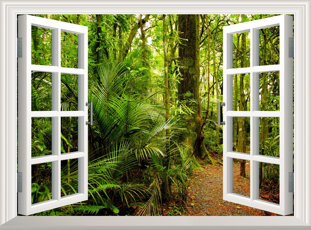 3D Jungle Window View Wall Sticker: Rainforest Path Decal - Etsy