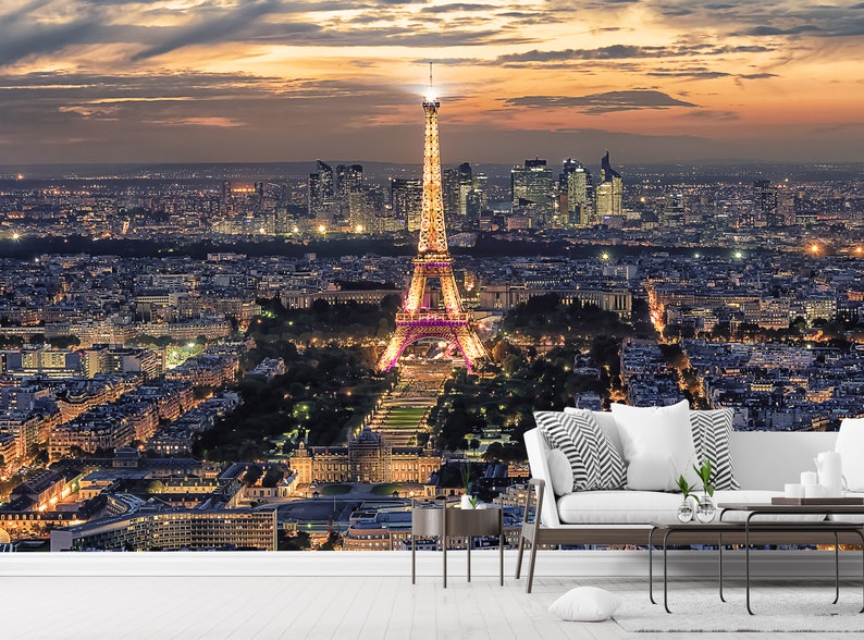 Paris Wallpaper Paris Mural Paris Wall Mural Eifel Tower | Etsy