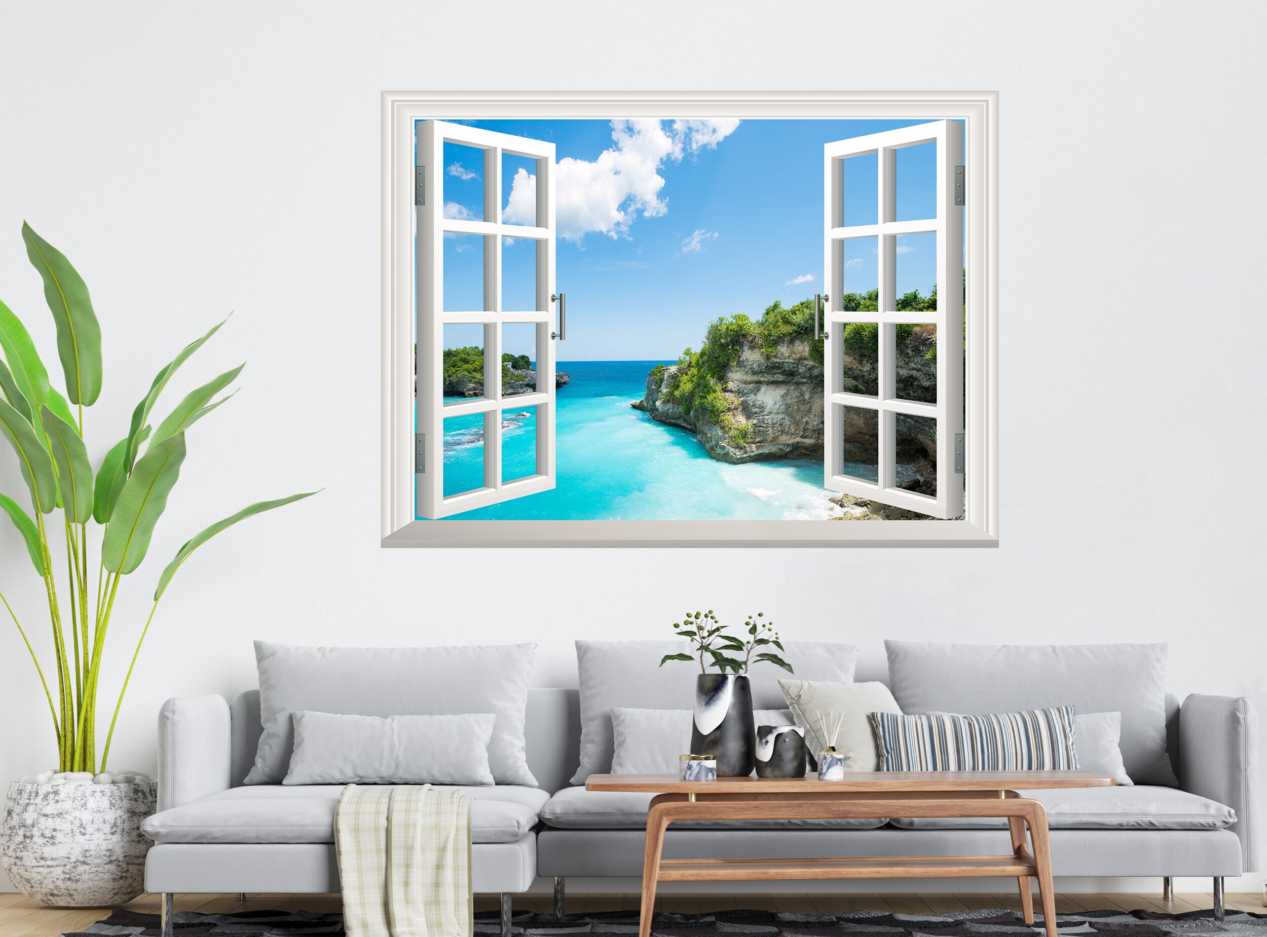 Beach Wall Sticker 3D Window Effect View Wall Decal Removable - Etsy