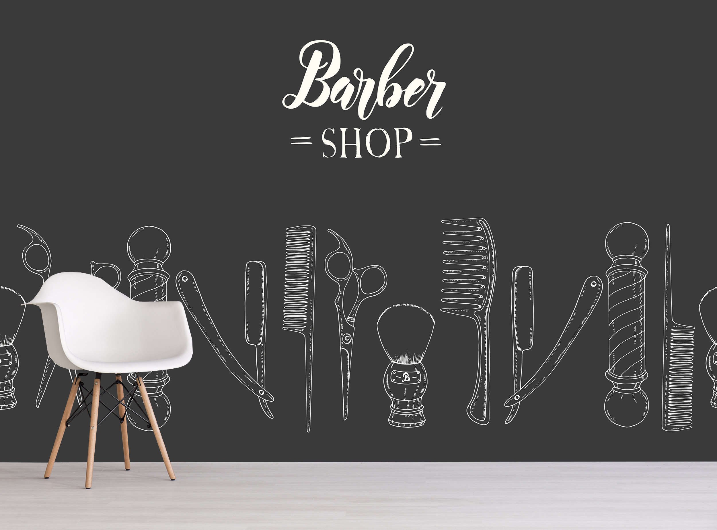 Barber Wallpaper Barber Shop Wall Mural Peel and Stick Vinyl | Etsy